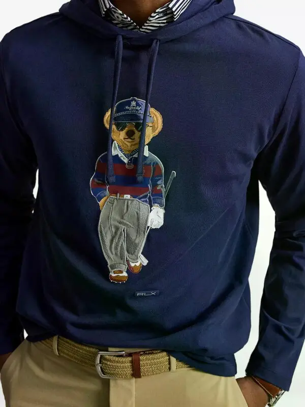 Rlx Ralph Lauren Cotton Hoodie With Polo Bear Patch