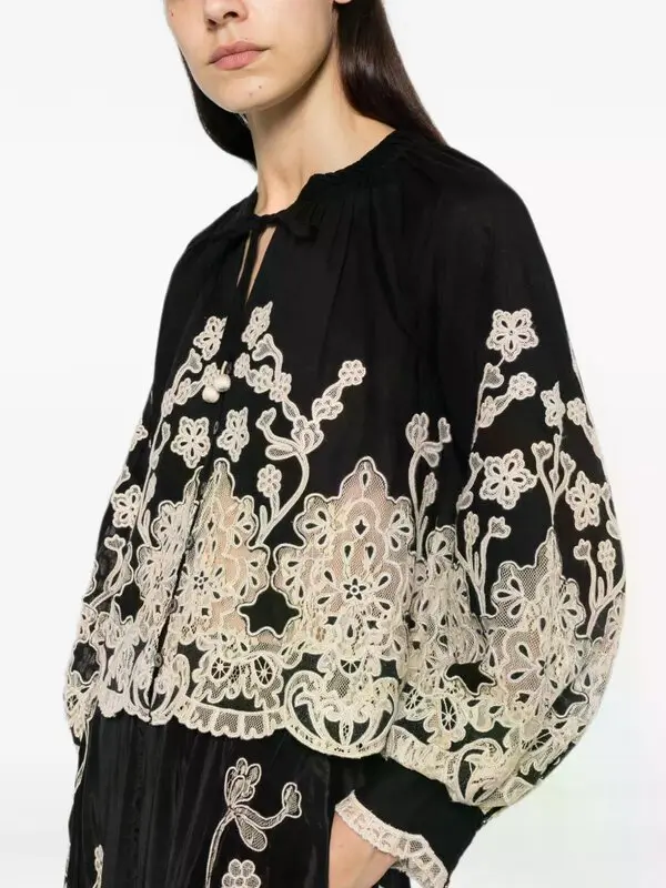 Sea Gracelyn Lace-trimmed Embroidered Blouse