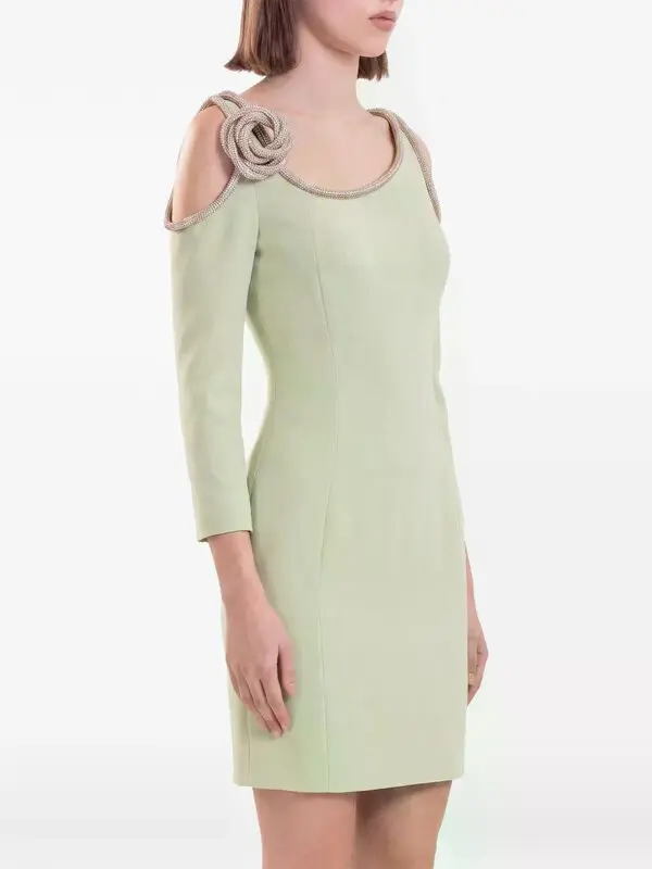 SAIID KOBEISY Crystal-embellished Cold-shoulder Mini Dress - Green