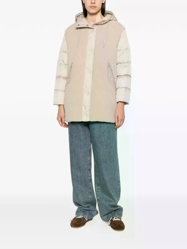 Herno Hooded Panelled Coat - Neutrals
