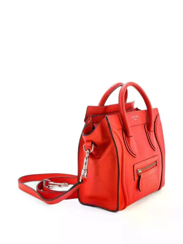 Celine Luggage Bag Grainy Leather Nano Crossbody Bag - Red
