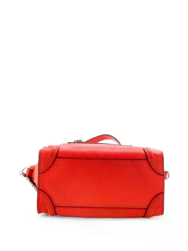 Celine Luggage Bag Grainy Leather Nano Crossbody Bag - Red