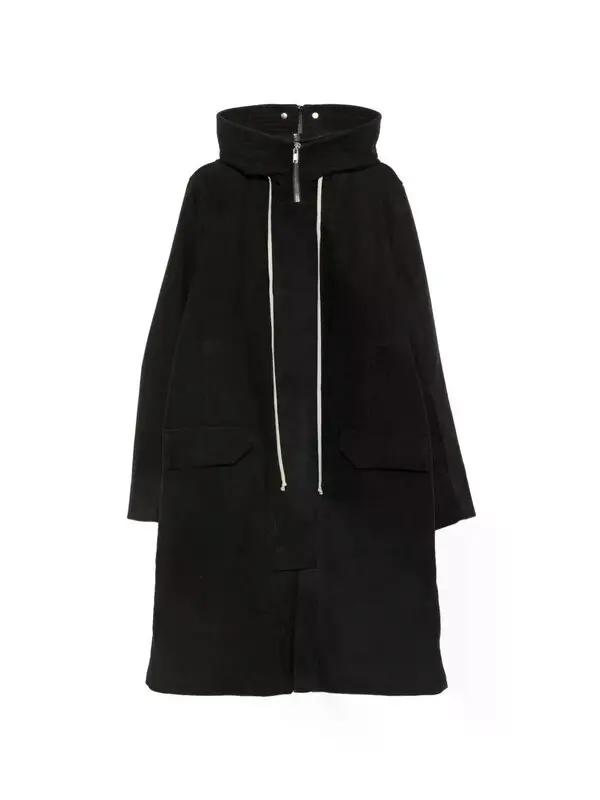 Rick Owens Drawstring-hood Zipped Coat - Black
