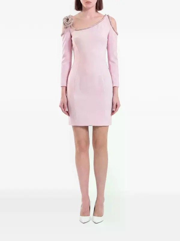 SAIID KOBEISY Crystal-embellished Cold-shoulder Mini Dress - Pink