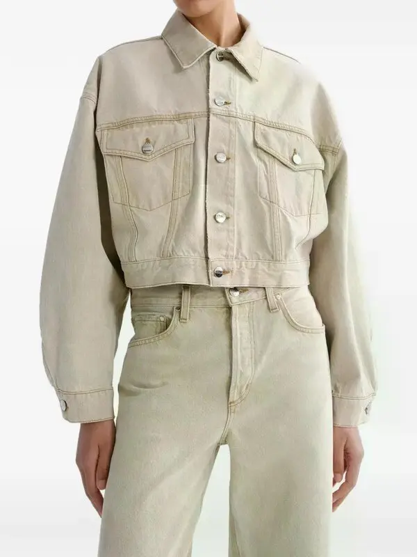 AGOLDE Palmer Cropped Denim Jacket - Neutrals