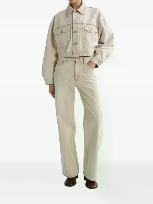 AGOLDE Palmer Cropped Denim Jacket - Neutrals