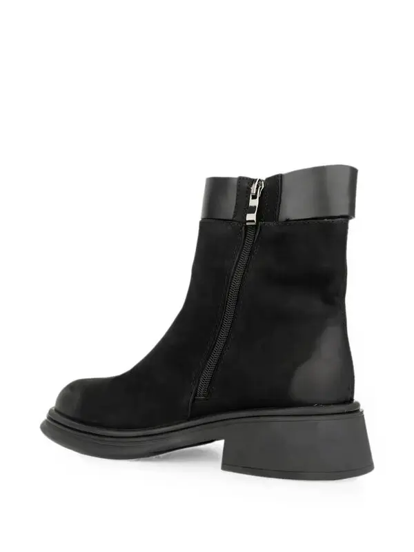 LINDA BAUMANN Paneled Ankle Boots With Buckle Detail - Black