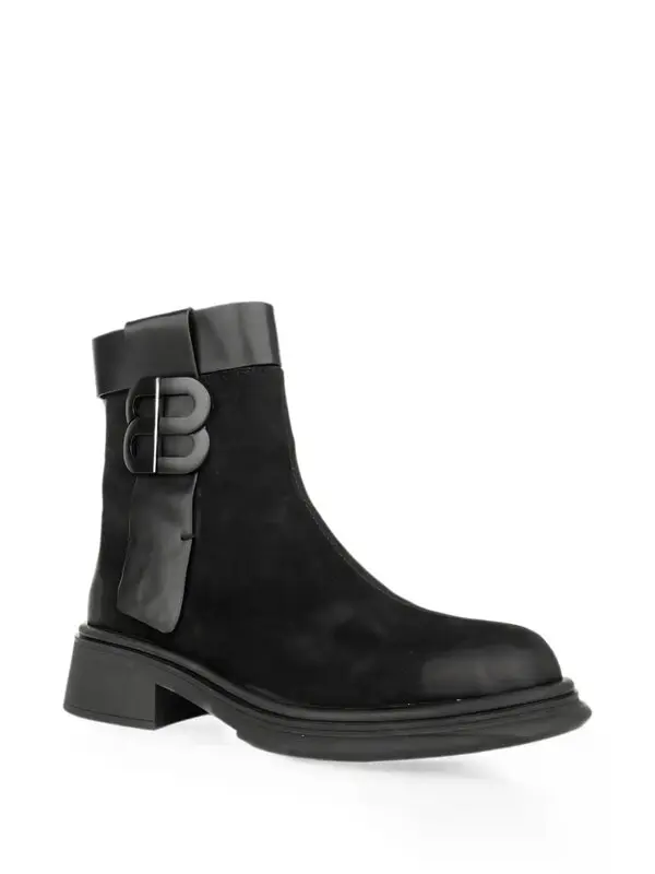 LINDA BAUMANN Paneled Ankle Boots With Buckle Detail