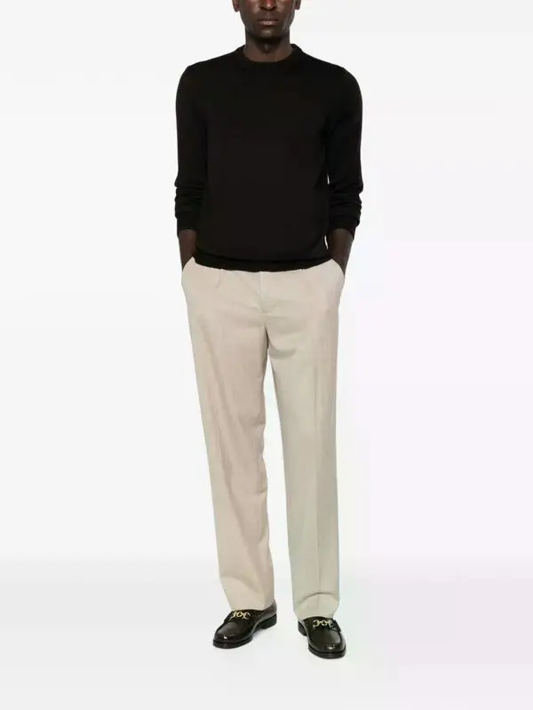 FILERIA Ribbed-trim Crew Neck Sweater - Brown
