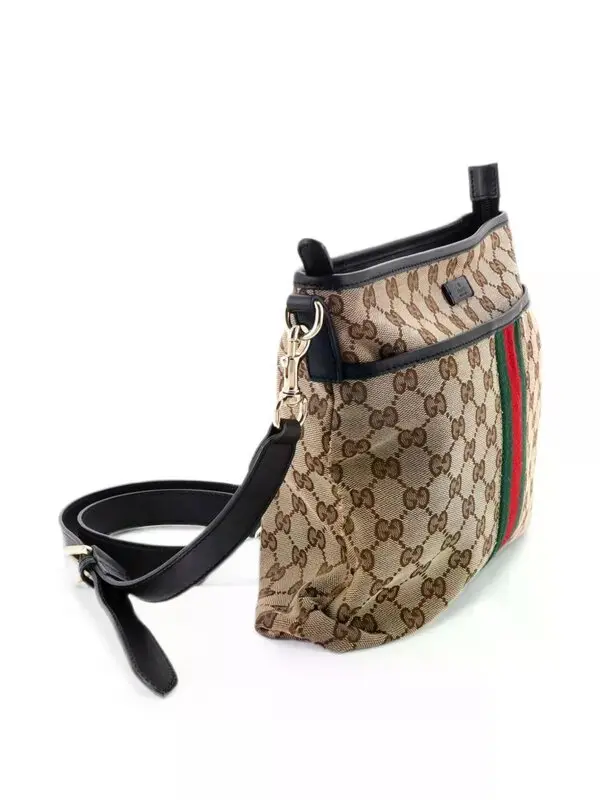 Gucci Web Messenger Bag Gg Canvas Medium Crossbody Bag