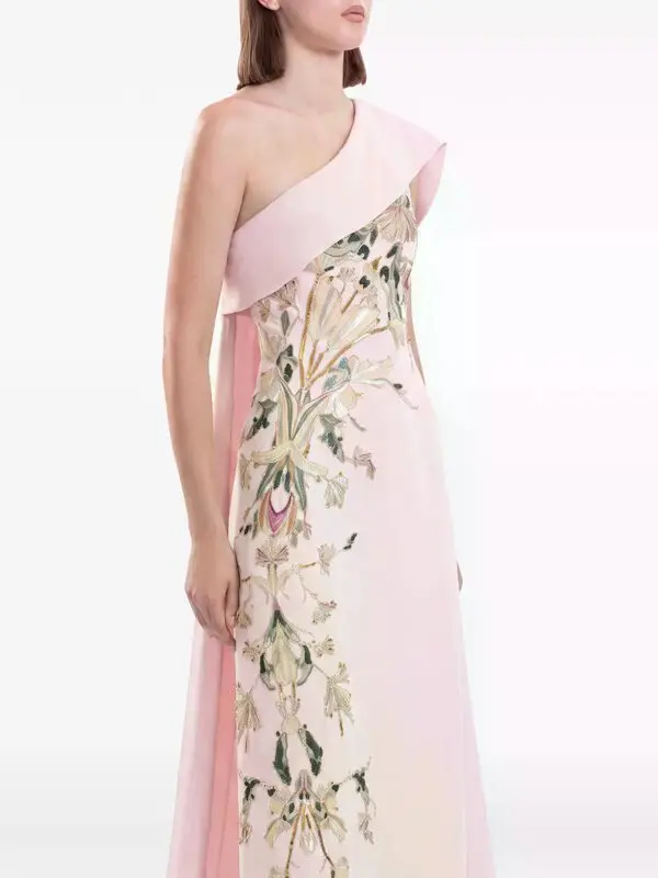 SAIID KOBEISY One-shoulder Embroidered Evening Gown