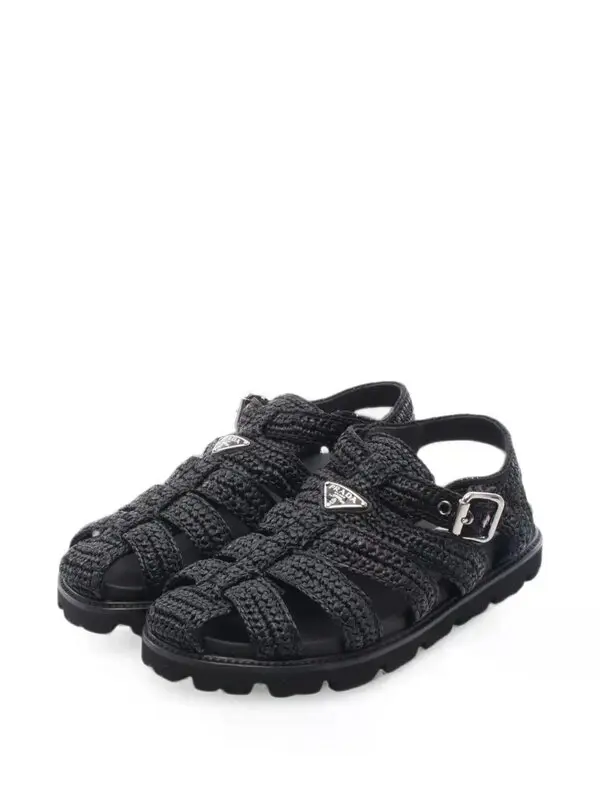 Prada 2010s Fisherman Crochet Sandals - Black