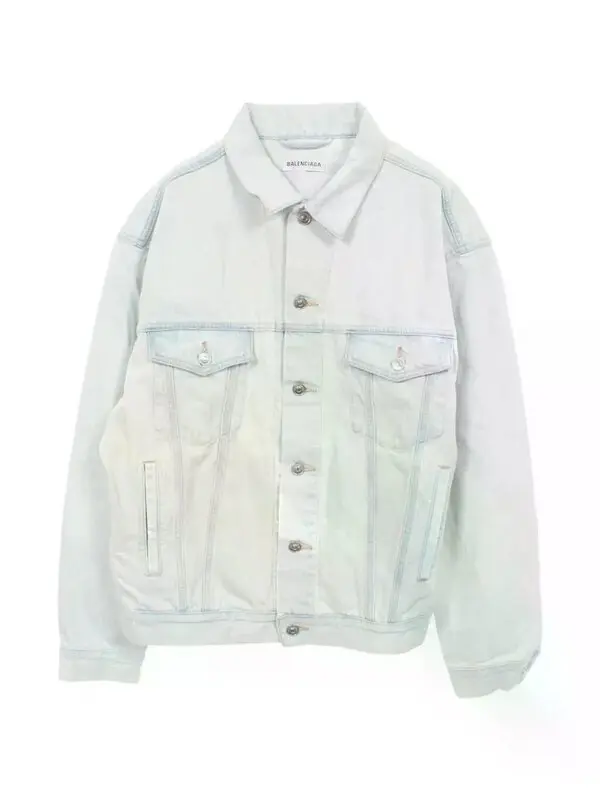 Balenciaga 2010s Logo Denim Jacket - Blue