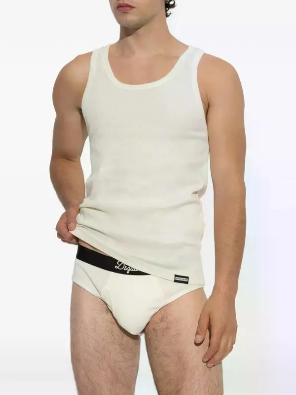 Dsquared2 Cotton Round Neck Tank Top With Embroidered Logo