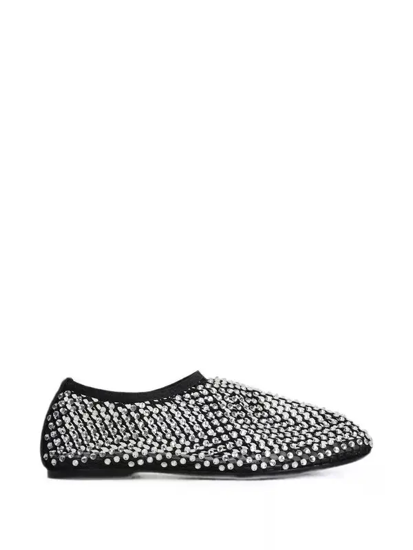 STRATEGIA SHOES Crystal-embellished Fishnet Ballet Flats - Black