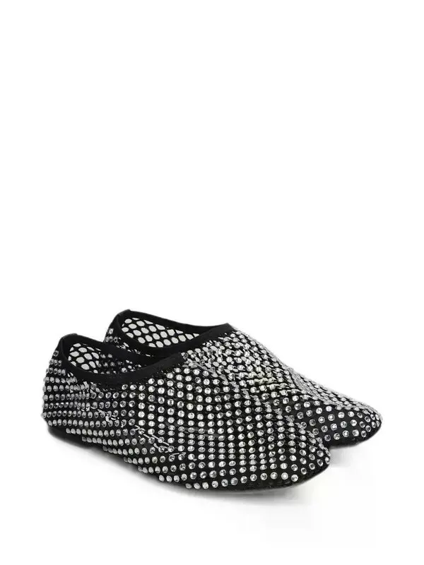 STRATEGIA SHOES Strategia Crystal-embellished Fishnet Ballet Flats - Black