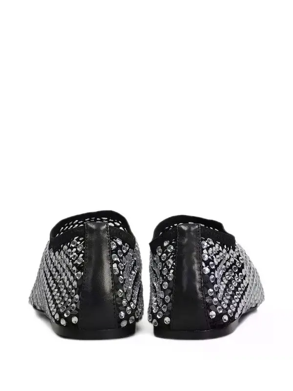 STRATEGIA SHOES Strategia Crystal-embellished Fishnet Ballet Flats - Black