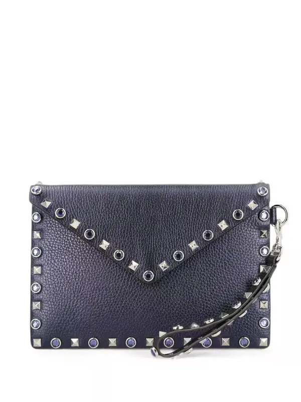 Valentino Garavani Rockstud Crystal-embellished Clutch Bag - Blue