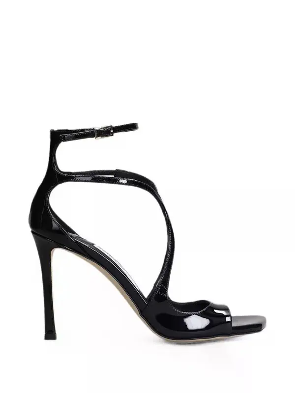 JIMMY CHOO Azia 95 Patent-calf Leather Strappy Sandals - Black