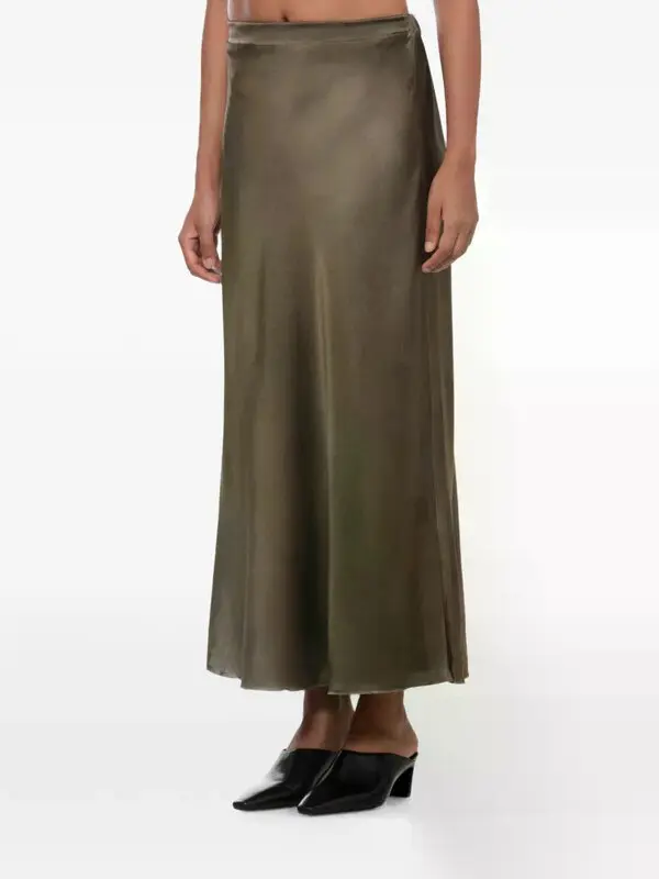Avant Toi Satin-finish Maxi Skirt - Green