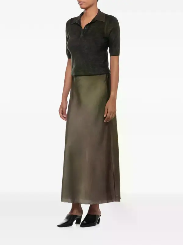 Avant Toi Satin-finish Maxi Skirt - Green