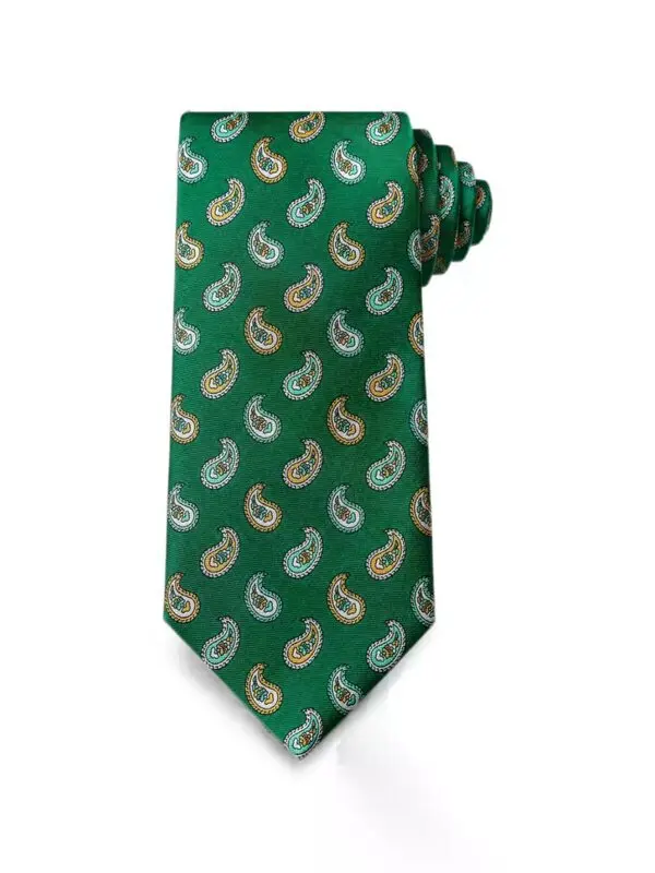BONA FURTUNA Paisley-print Silk-twill Neck Tie - Green