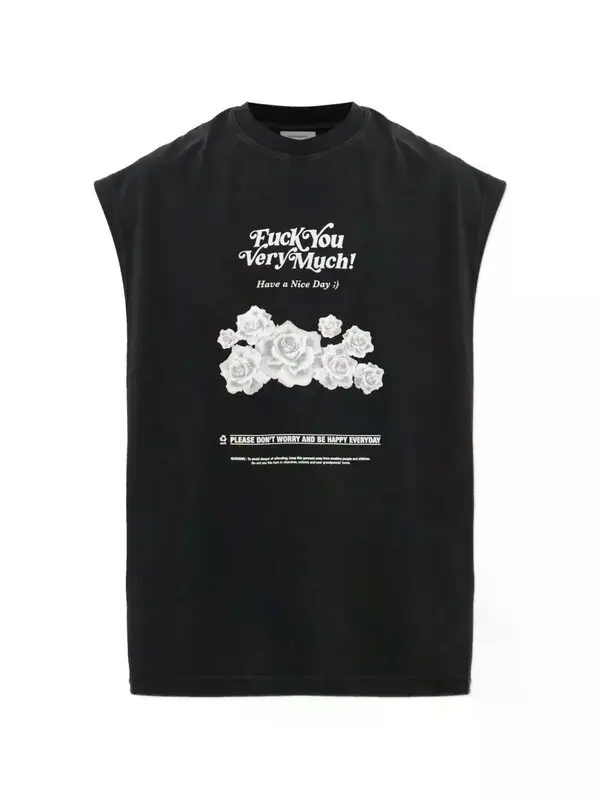Vetements Graphic-print Sleeveless T-shirt - Black