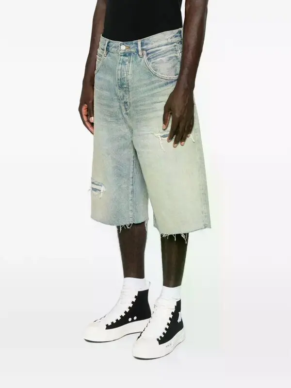 PURPLE BRAND Distressed Raw-cut Denim Shorts - Blue