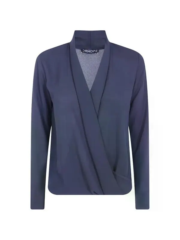 DRHOPE Wrap-style Long-sleeve Blouse
