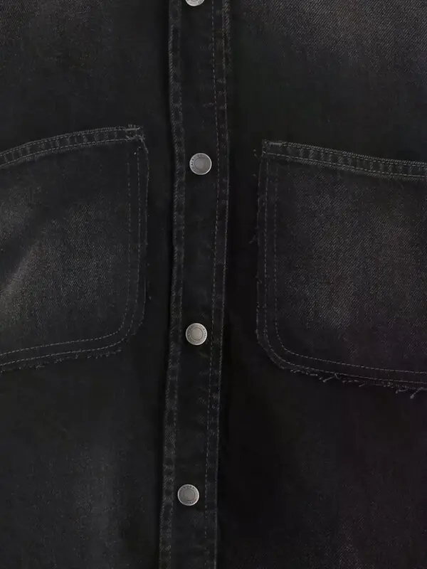 HAIKURE Faded Effect Raw Edge Denim Shirt