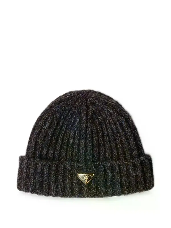 Prada Mouliné Cashmere And Wool Beanie - Blue
