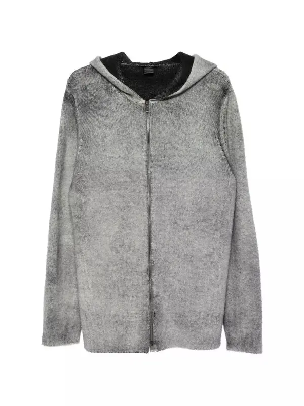 Avant Toi Knitted Zip-up Hooded Sweater - Grey