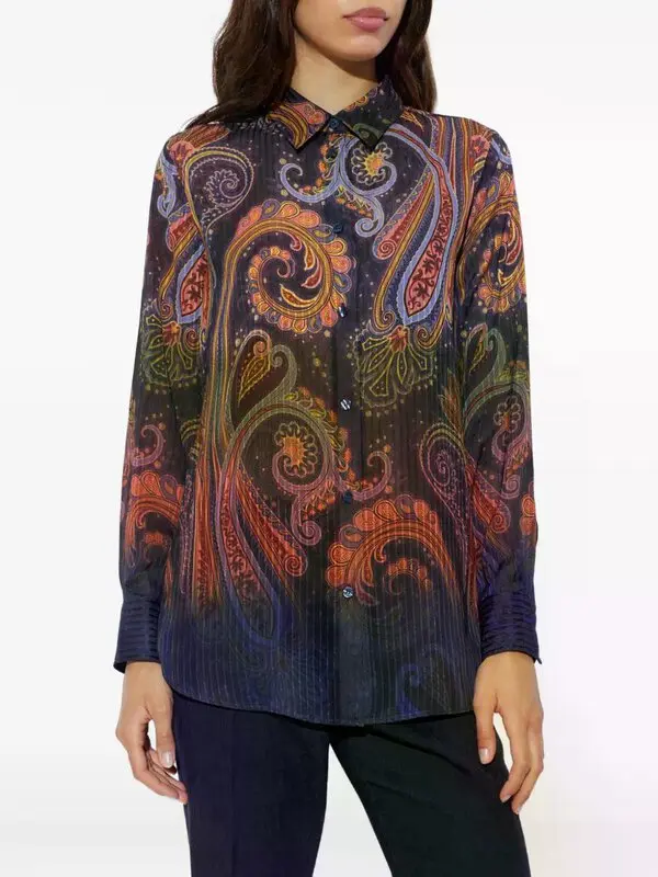 Etro Paisley-print Plissé-effect Shirt