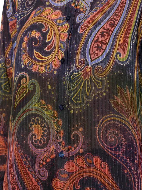Etro Paisley-print Plissé-effect Shirt