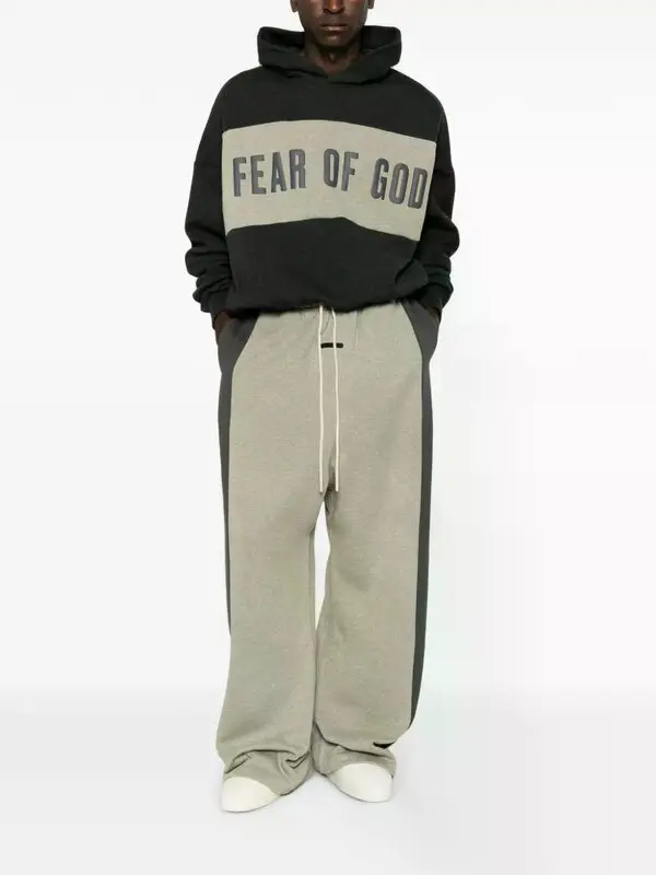 Fear Of God Logo Print Panelled Hoodie - Black