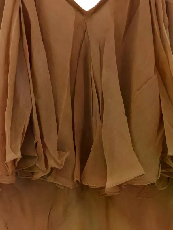 MES DEMOISELLES Calimera Ruffled V-neck Maxi Dress - Brown