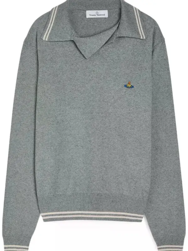 VIVIENNE WESTWOOD Striped-trim V-neck Sweater