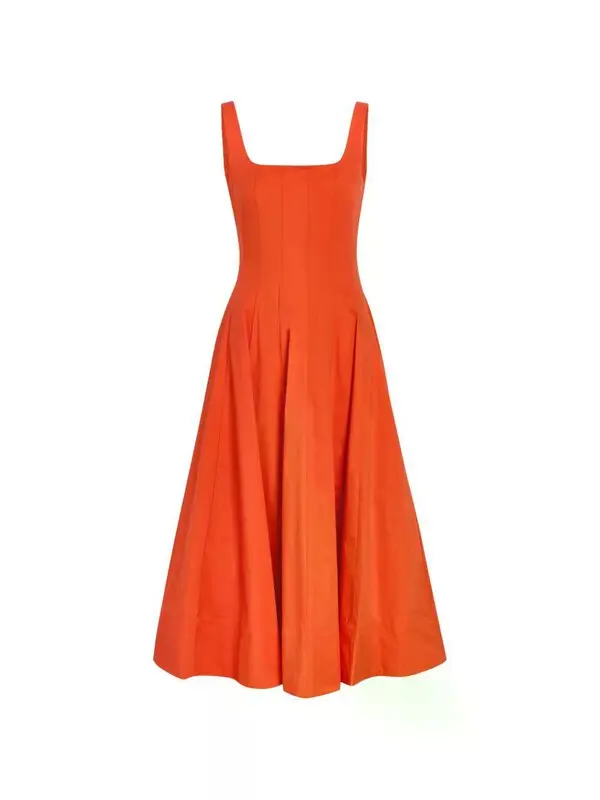 Staud Wells Flared Midi Dress - Orange