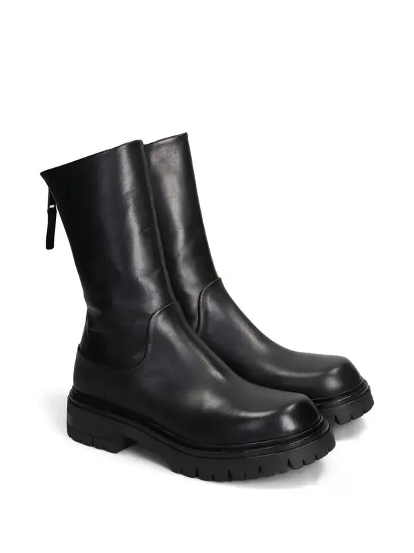 Elena Iachi Zip Leather Boots - Black