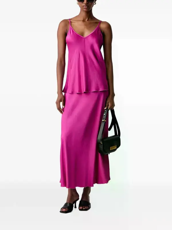HAVEONE Satin-finish Elasticated-waist Maxi Skirt - Pink