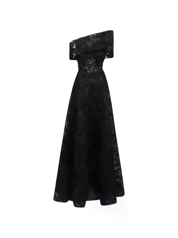 GEMY MAALOUF Asymmetrical-neck Maxi Dress - Black
