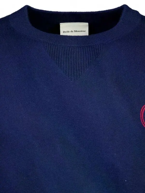 Drole De Monsieur Logo-embroidered V-insert Sweater