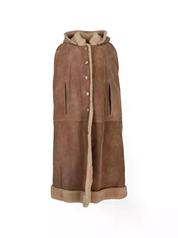 RITZ SADDLER VINTAGE Hooded Shearling Cape - Neutrals