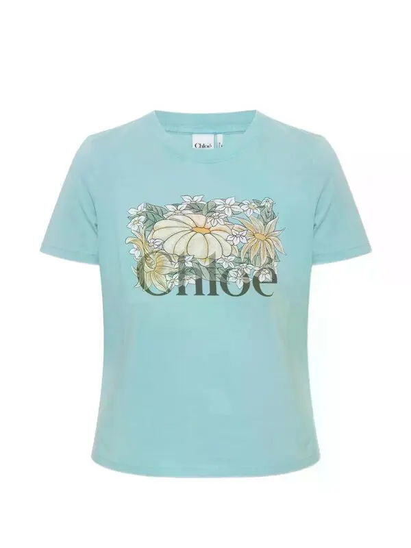 Chloé Baby-fit Logo T-shirt In Cotton Jersey - Blue