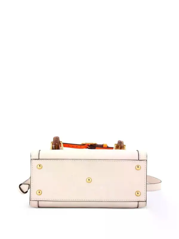Gucci Diana Nm Bamboo Handle Tote Leather Mini Crossbody Bag - White