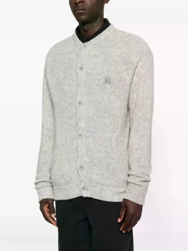 American Vintage Logo Patch Button-up Cardigan - Grey
