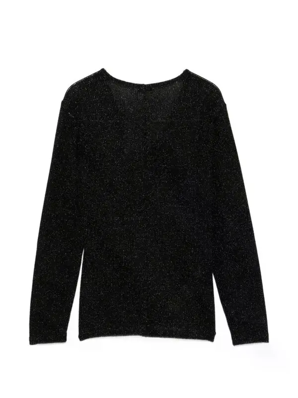 SIYU V-neck Long-sleeve T-shirt - Black