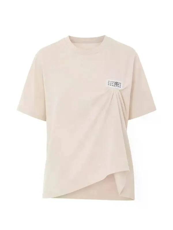 MAISON MARGIELA Numeric Logo Draped T-shirt - Neutrals