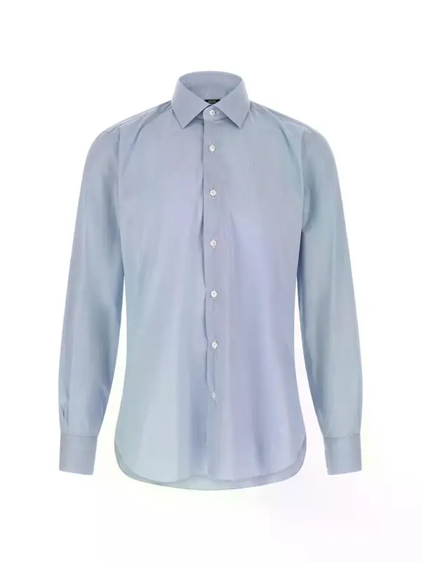 BARBA NAPOLI Poplin Classic-collar Shirt - Blue