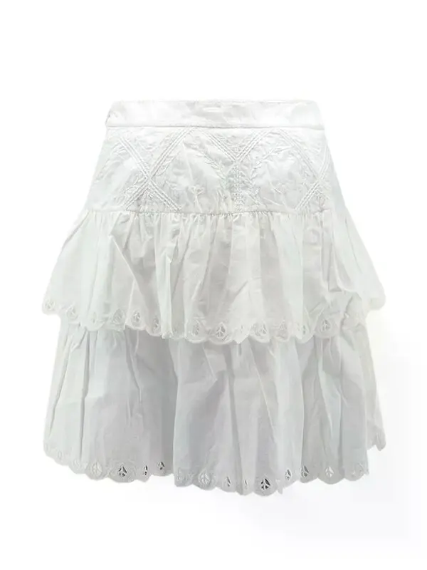 SCARLETT POPPIES Sovena Embroidered Ruffled Skirt - White